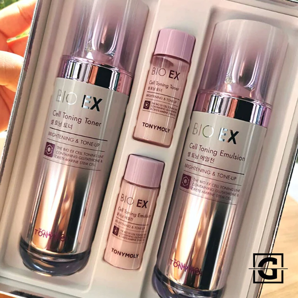 TONYMOLY SET DE TONICO Y EMULSION ANTI EDAD Y ANTI MELASMA BIO EX CELL ...